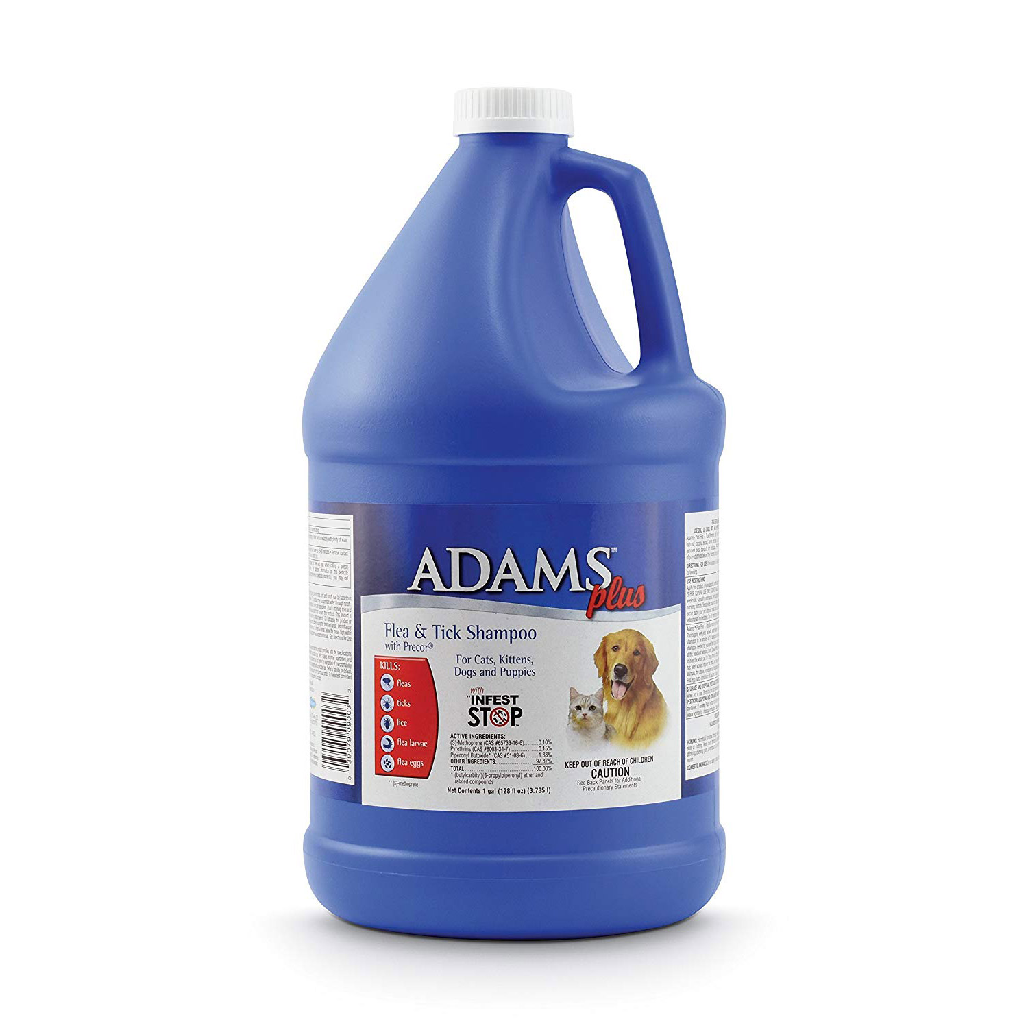 Adams Plus Flea and Tick Shampoo with Precor for Cats and Dogs 1 Gallon ...