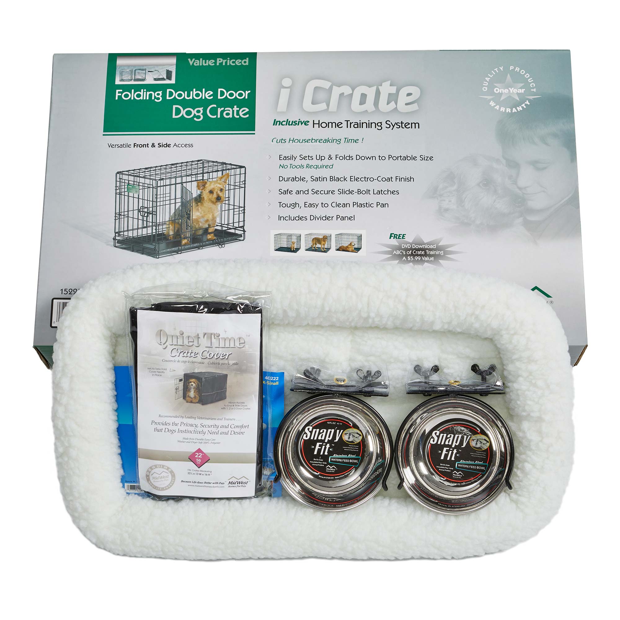 Midwest iCrate Dog Crate Kit Extra Small 22″ x 13″ x 16″ – 1522DD-KIT ...